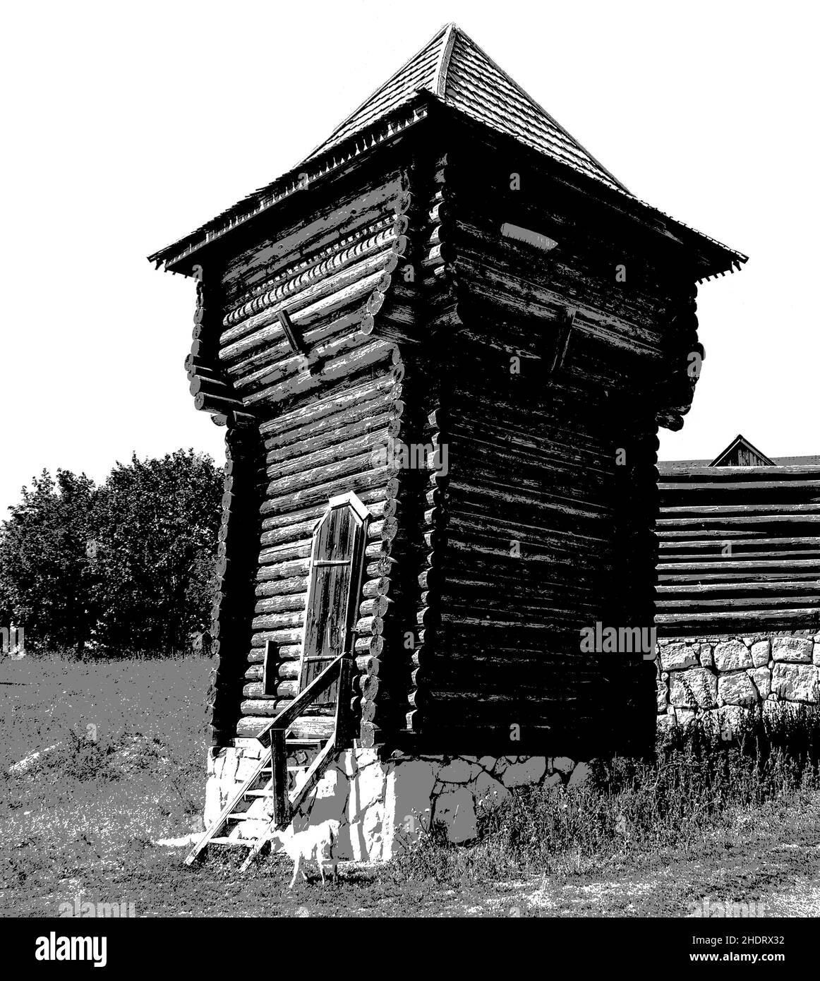 Ancient wooden lookout tower Stock Photo - Alamy
