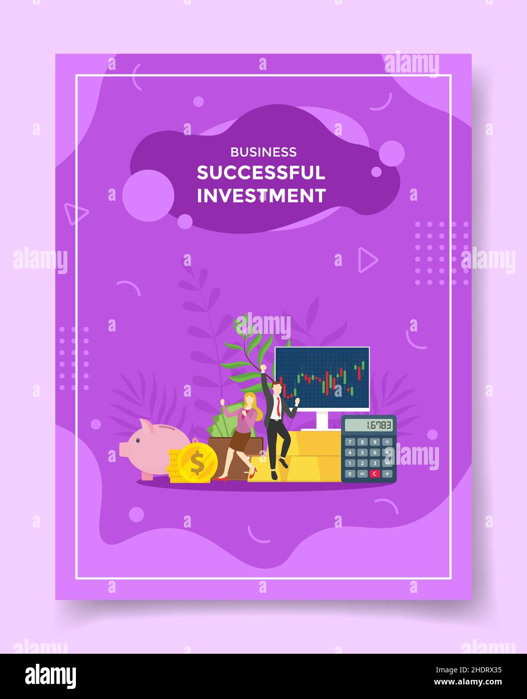 successful investor concept for template of banners, flyer, books, and magazine cover vector ...