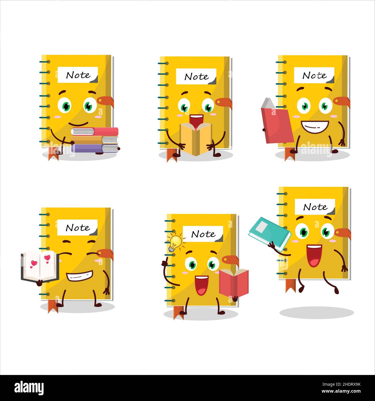 A picture of note book cartoon character concept reading an amusing ...