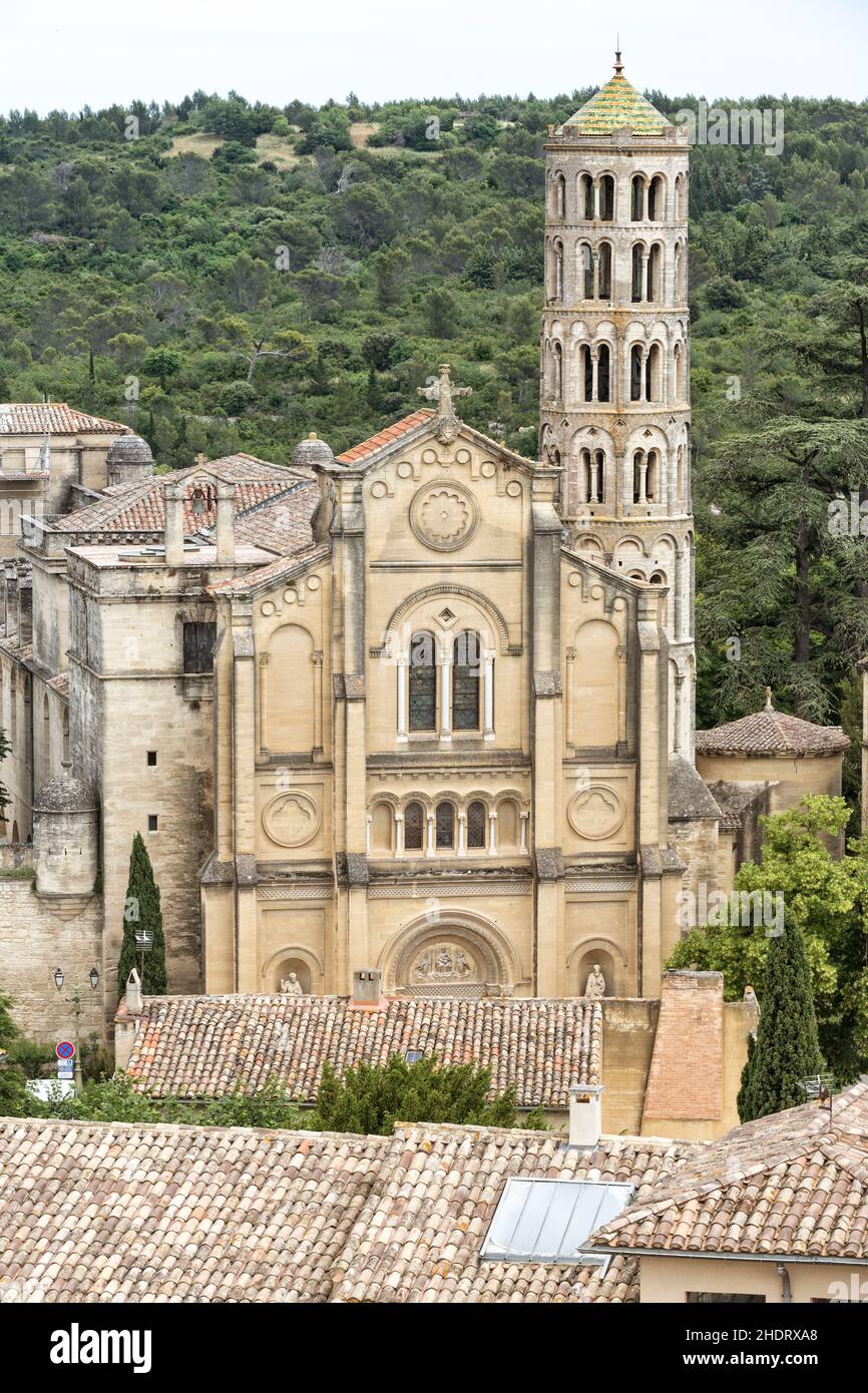 cathedral, bell tower, uzès, cathedrals, bell towers Stock Photo - Alamy