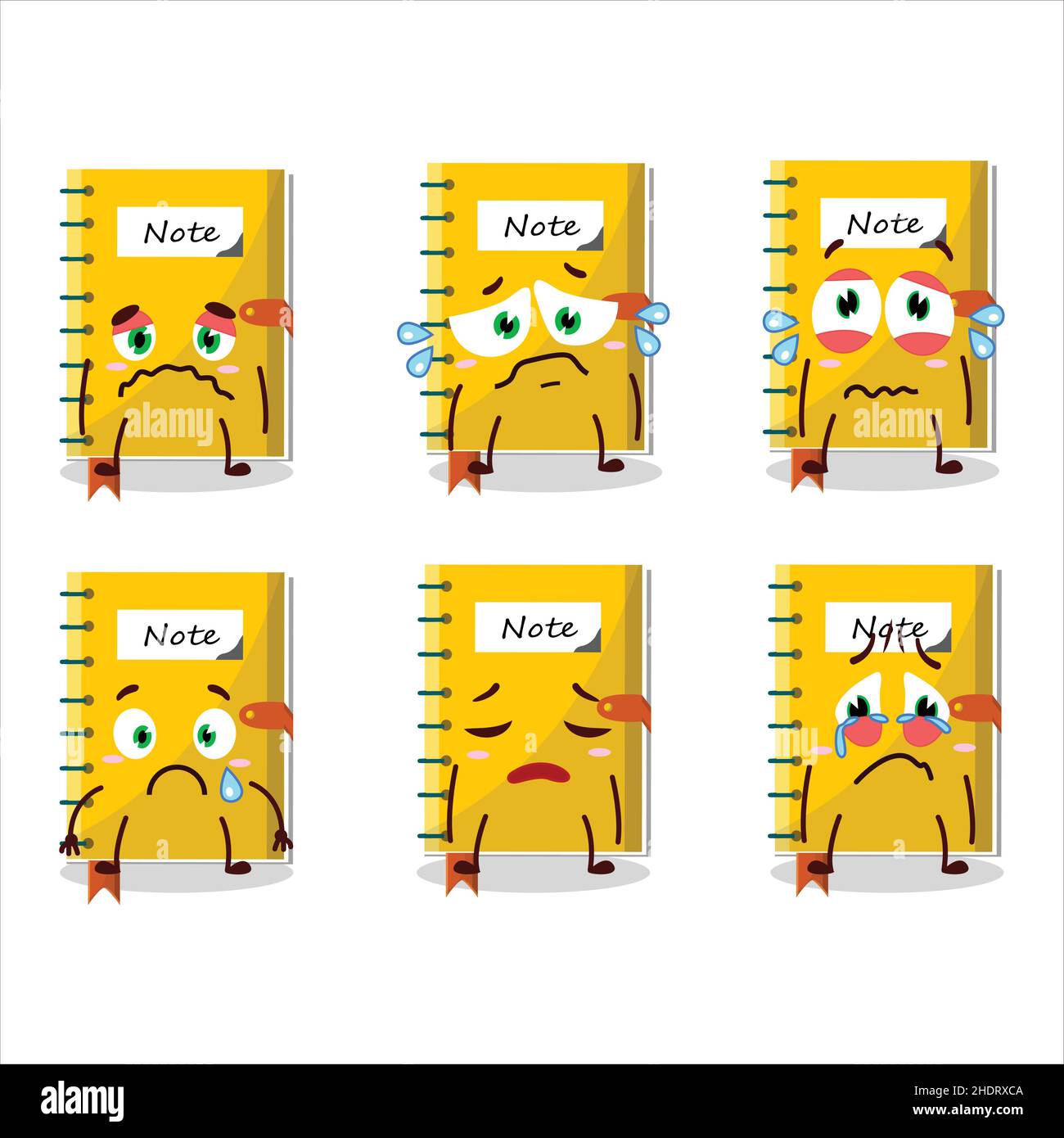 Note book cartoon character with sad expression. Vector illustration ...