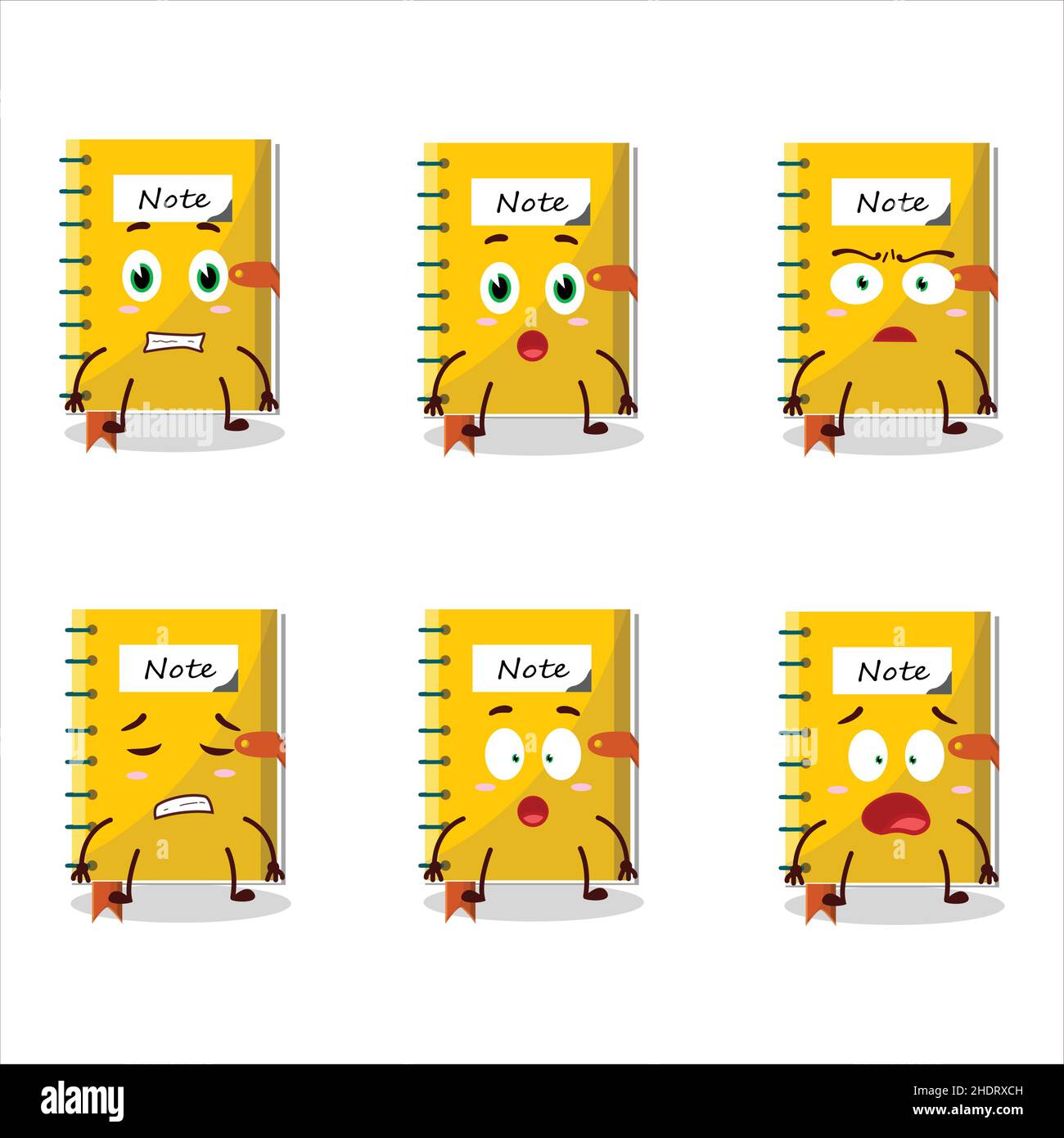 Character cartoon of note book with scared expression. Vector ...