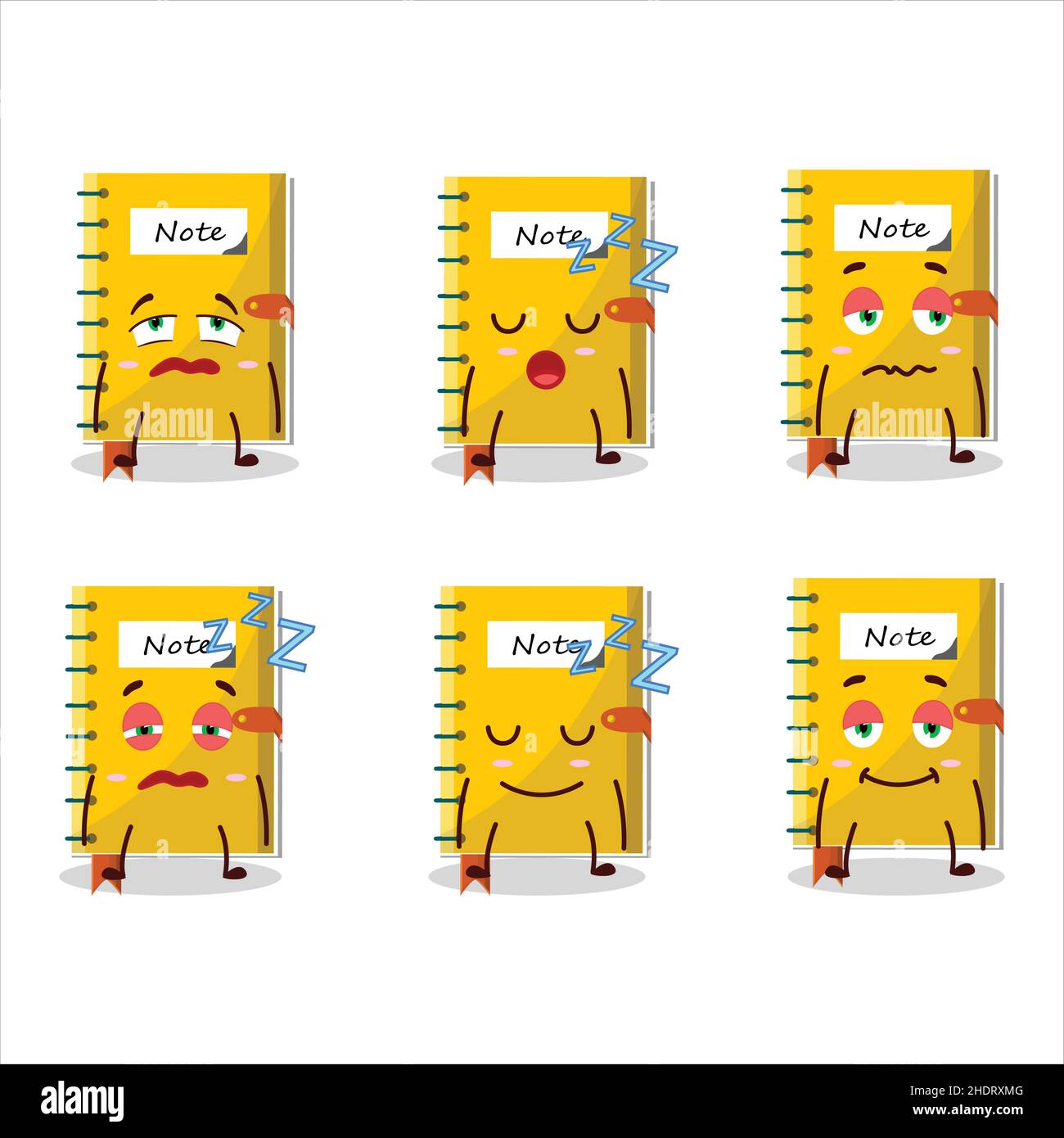 Cartoon character of note book with sleepy expression. Vector ...