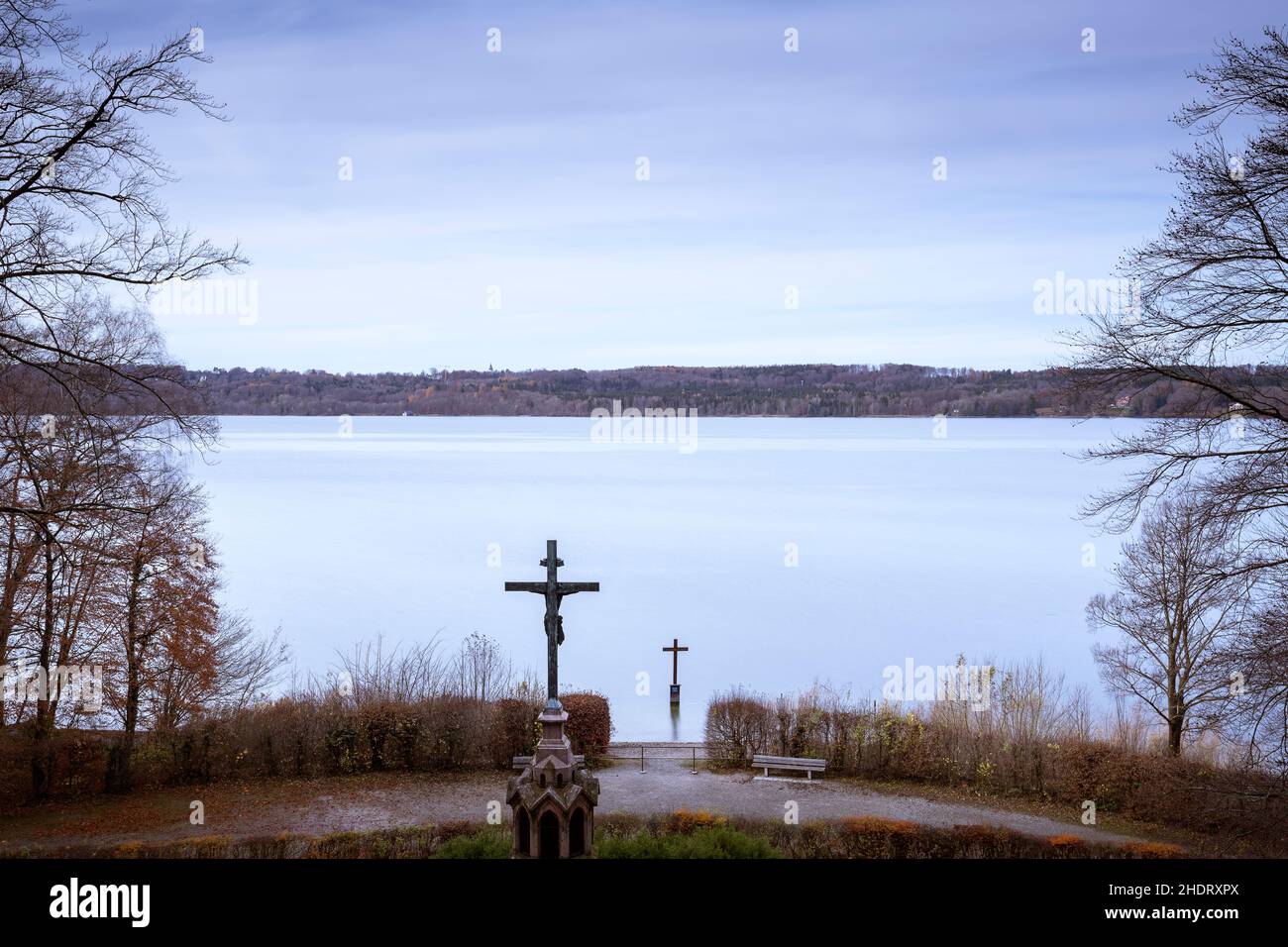 ludwig ii, memorial cross, lake starnberg, ludwig iis, lake starnbergs ...