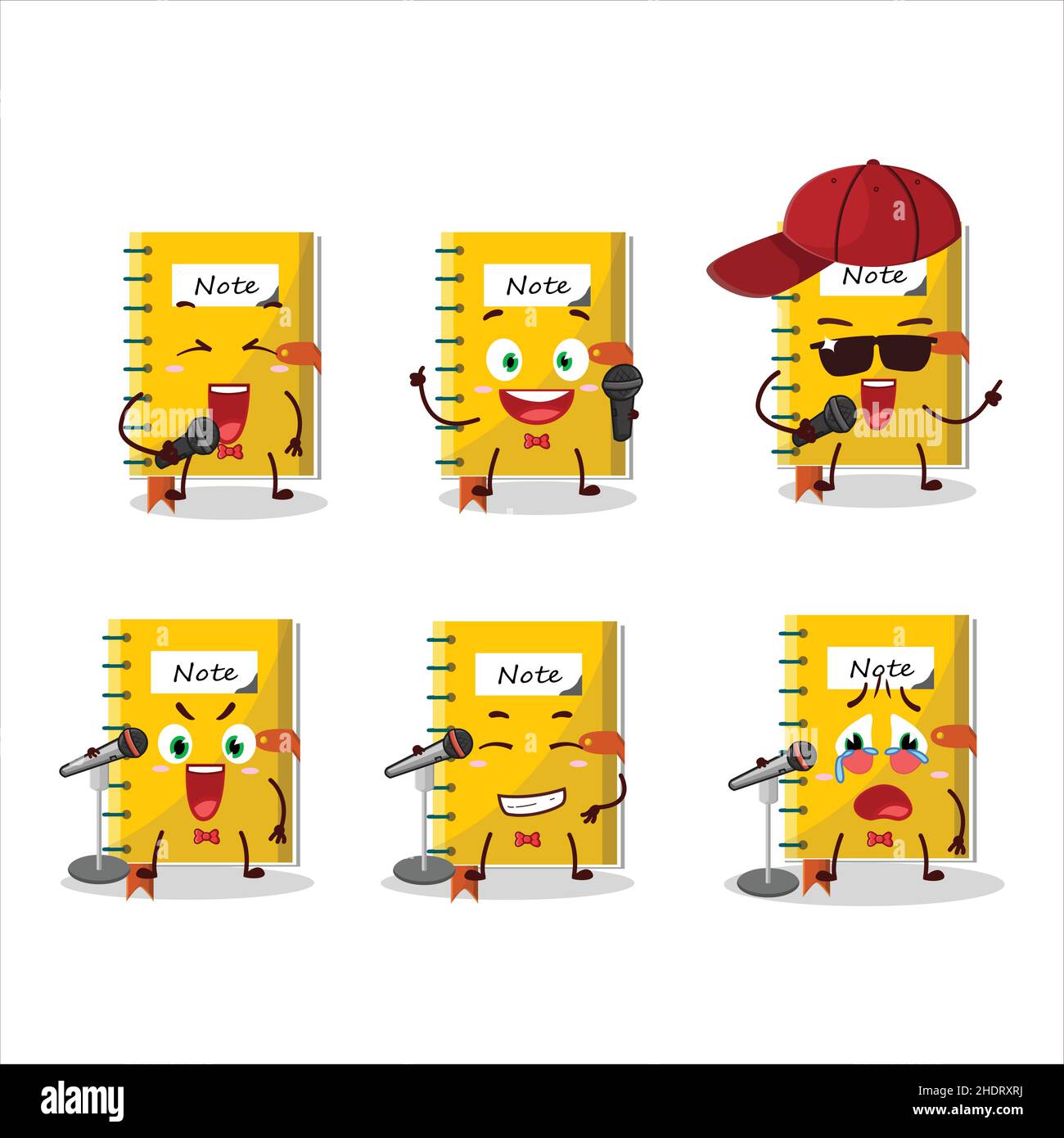 A Cute Cartoon design concept of note book singing a famous song ...