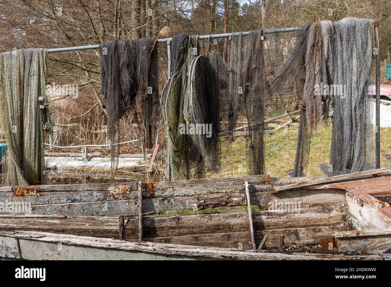 fishing nets, wooden boat, fishing net, wooden boats Stock Photo - Alamy