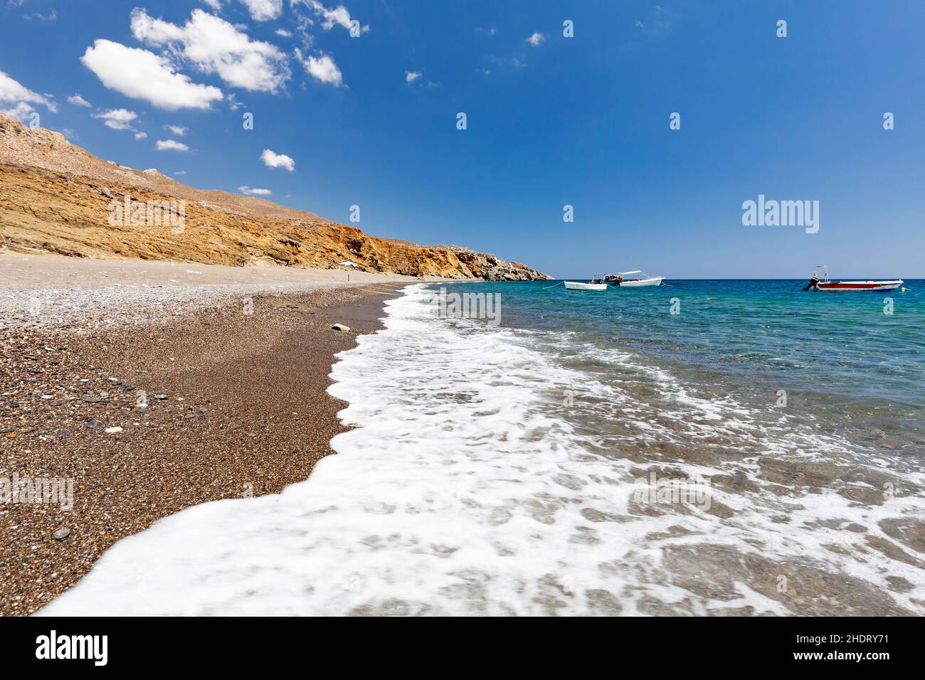 pebble beach, crete, gravel beach, pebble beachs, cretes Stock Photo ...