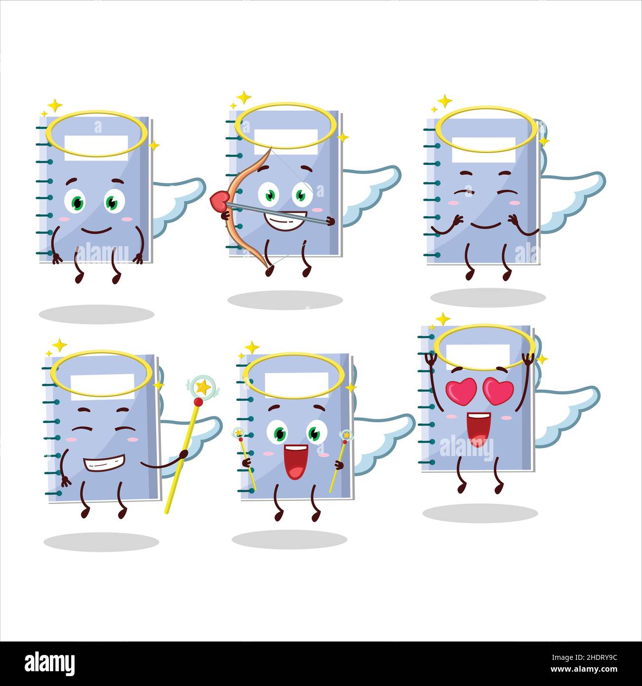 Blue book cartoon designs as a cute angel character. Vector ...