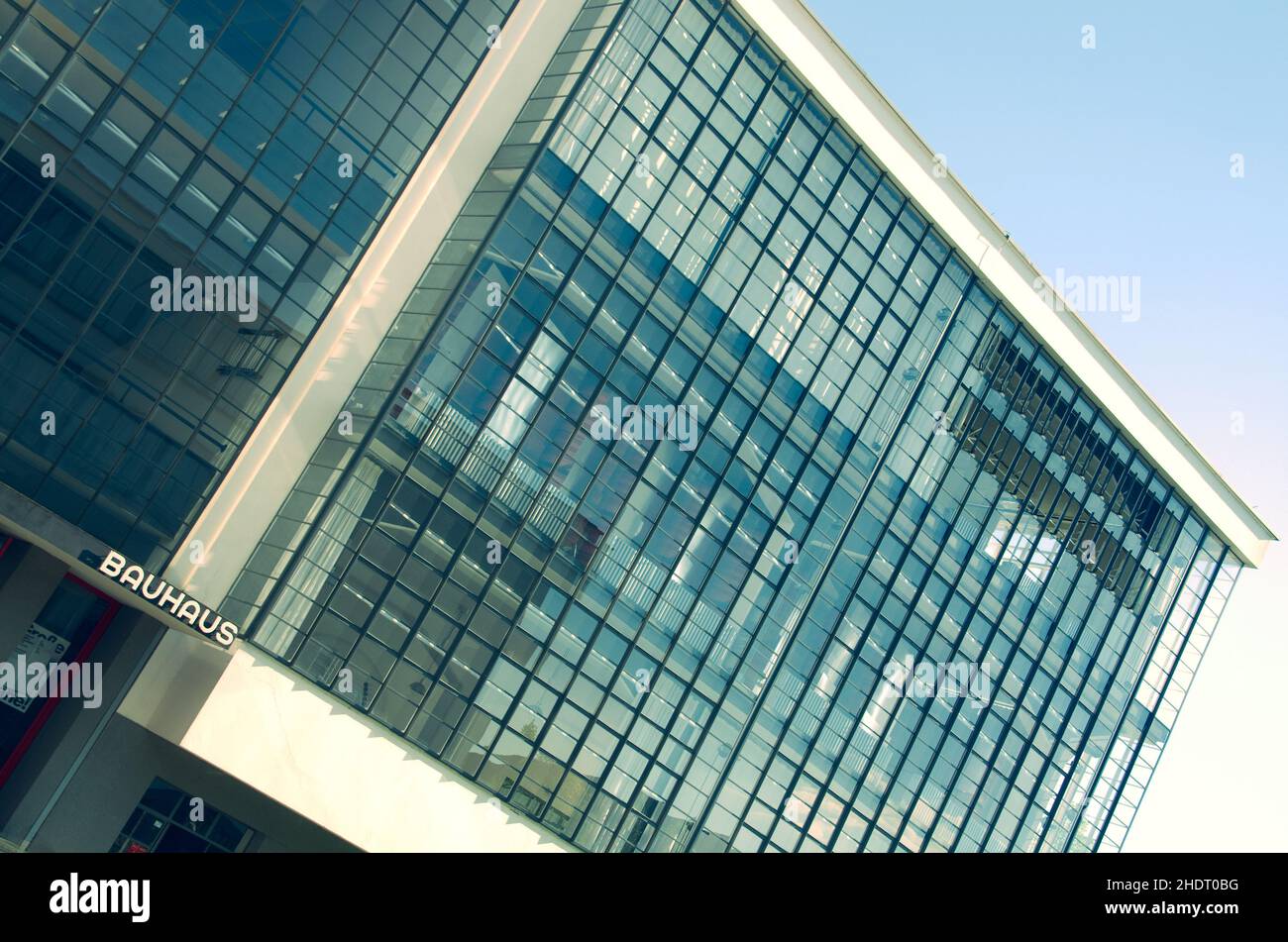 glass facade, bauhaus, dessau, glass facades, dessaus Stock Photo - Alamy
