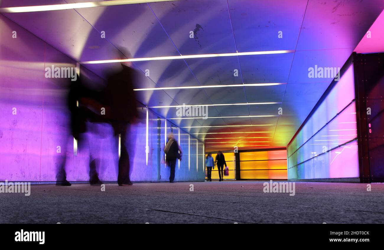 subway train, underpass, pedestrian tunnel, subway trains, pedestrian ...