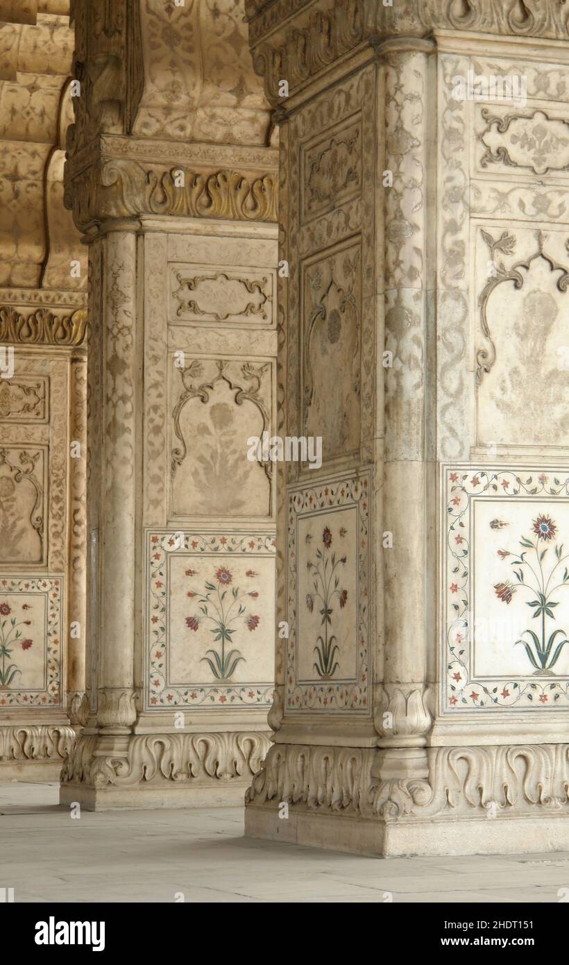 columns, india, diwan i khas, cleft, column, indian, indias Stock Photo ...