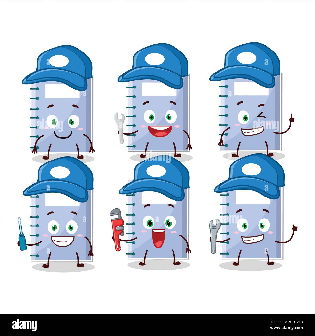 mechanic blue book cute mascot character with pliers. Vector ...