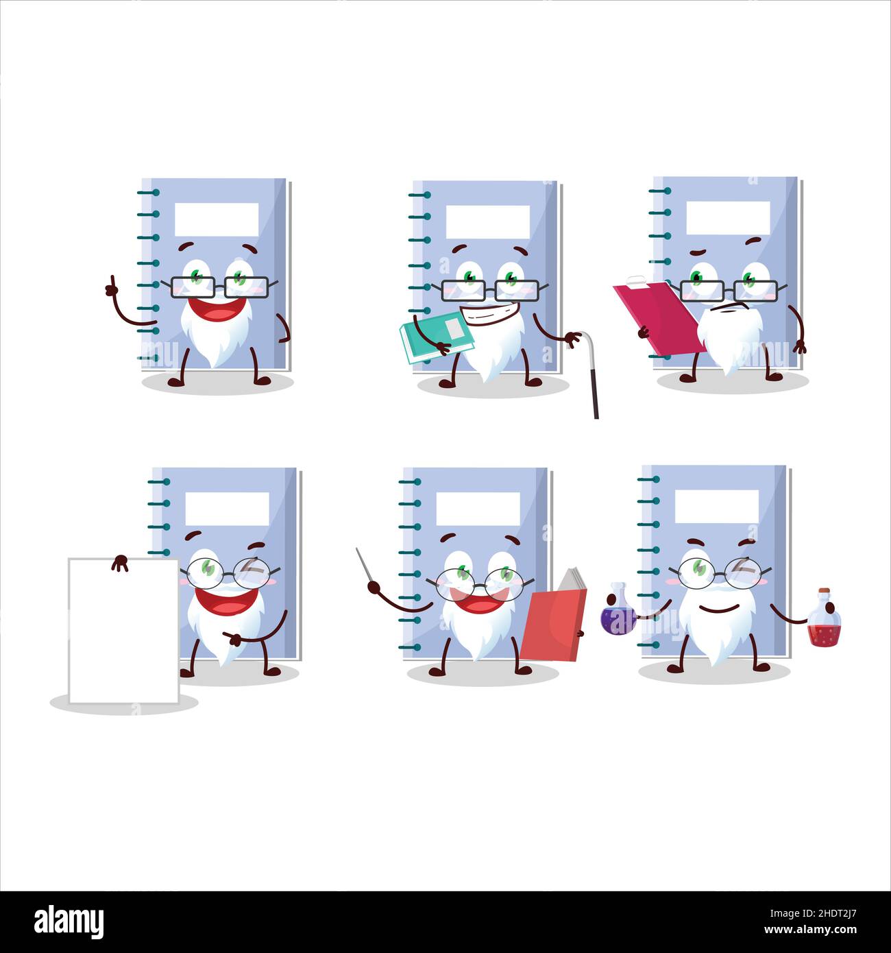 Professor blue book academic cartoon character working on laboratory ...