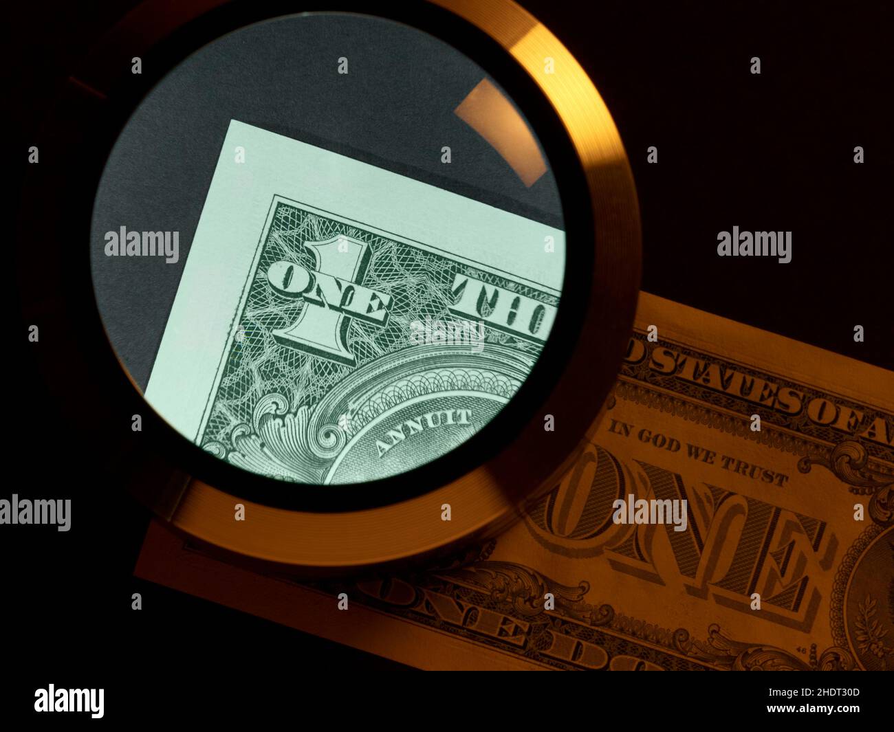 magnifying glass, one dollar, dollar, one dollars, american money ...
