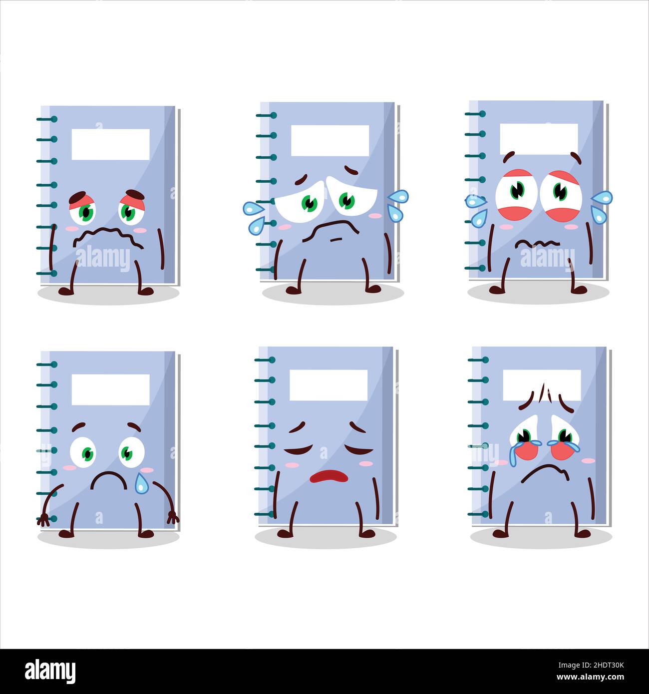 Blue book cartoon character with sad expression. Vector illustration ...