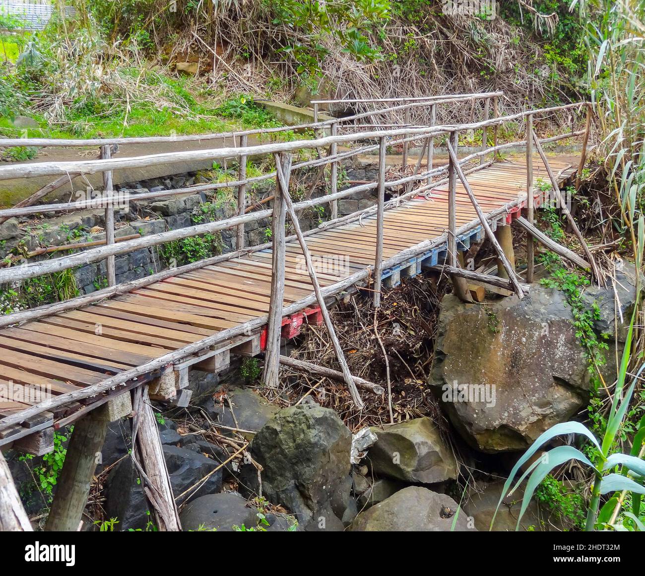 wooden bridge, wooden bridges Stock Photo - Alamy