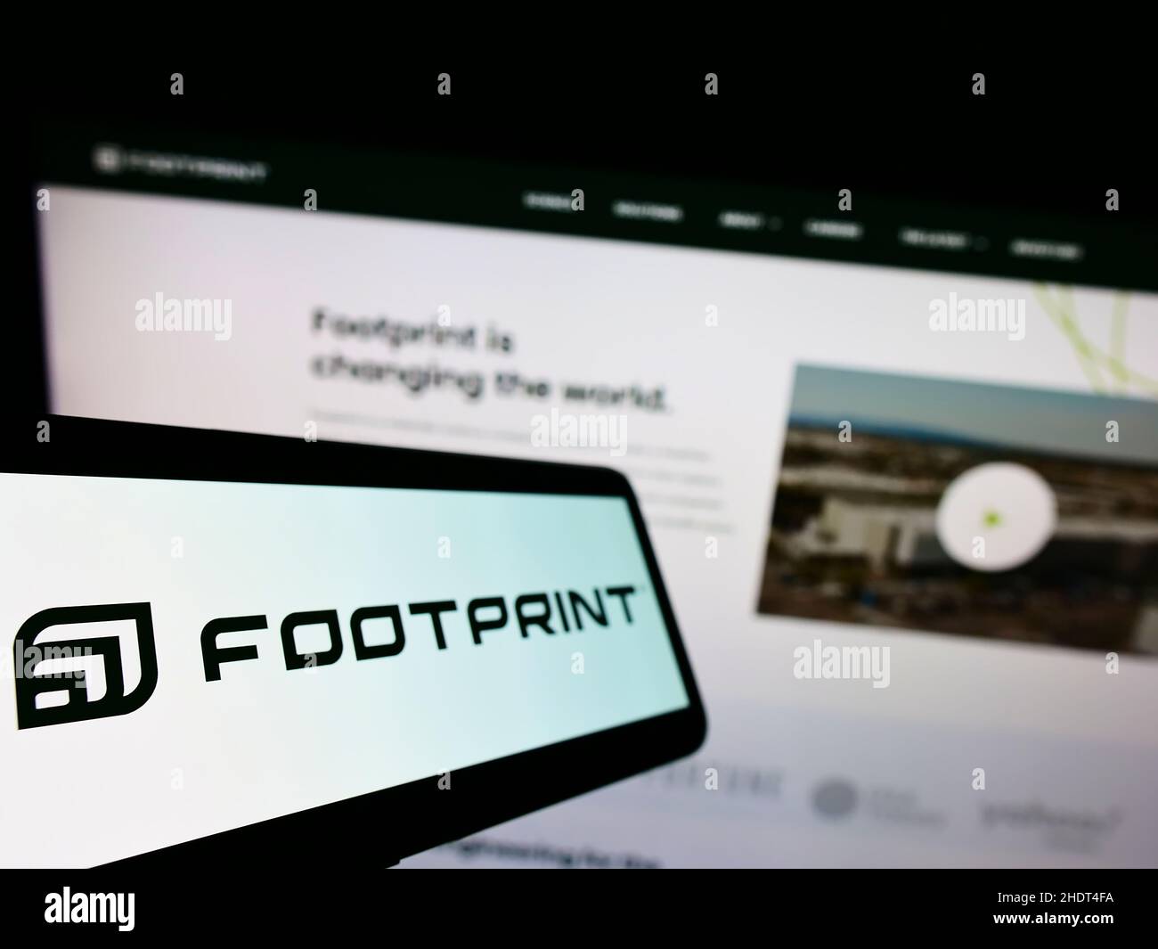 Smartphone with logo of US materials company Footprint Inc ...