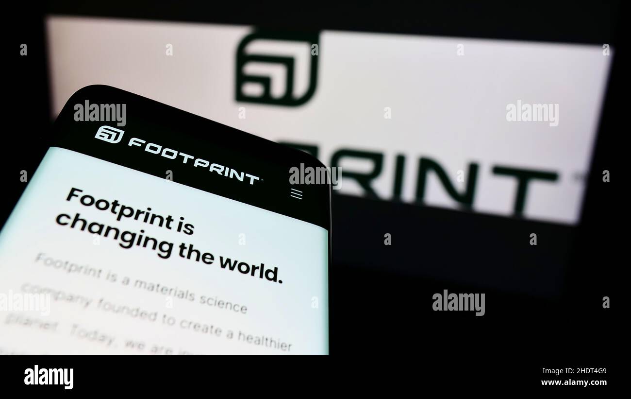 Mobile phone with website of US materials company Footprint Inc ...