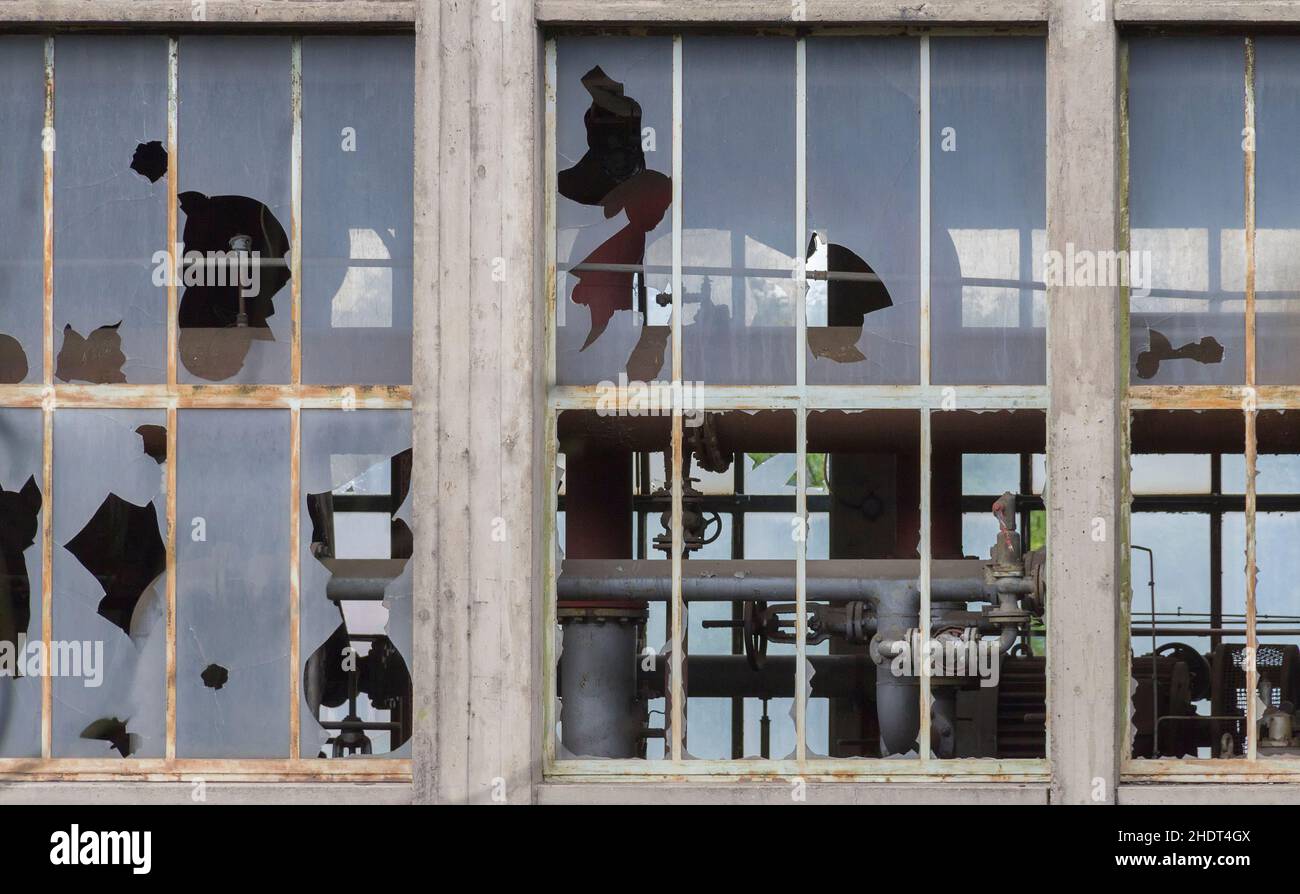broken, factory, window glass, brokens, factories, windows Stock Photo ...