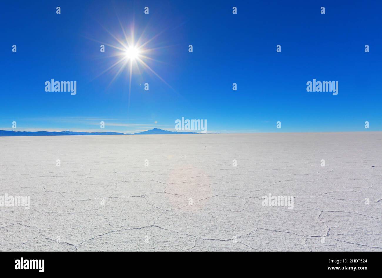 Landscape of the Uyuni Salt Flats at sunrise, Bolivia. Unusual natural ...