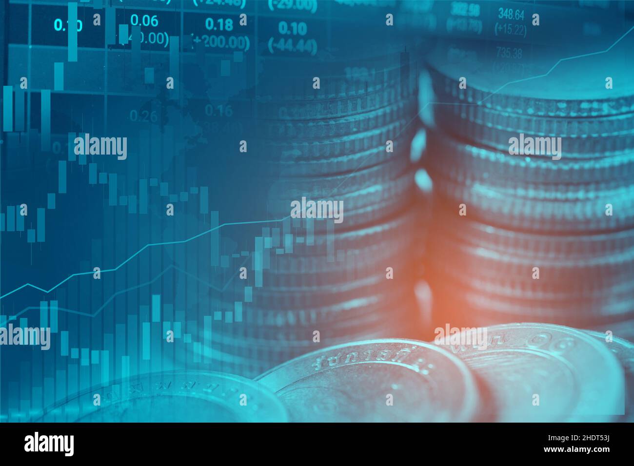 Stock market investment trading financial, coin and graph chart or ...