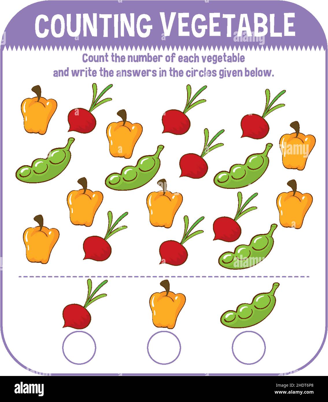 Math game template with counting vegetable illustration Stock Vector ...