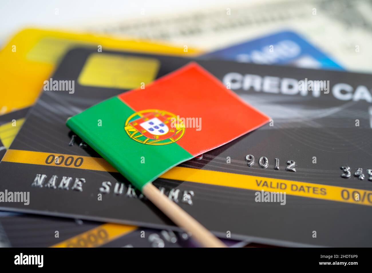Portugal flag on credit card. Finance development, Banking Account ...