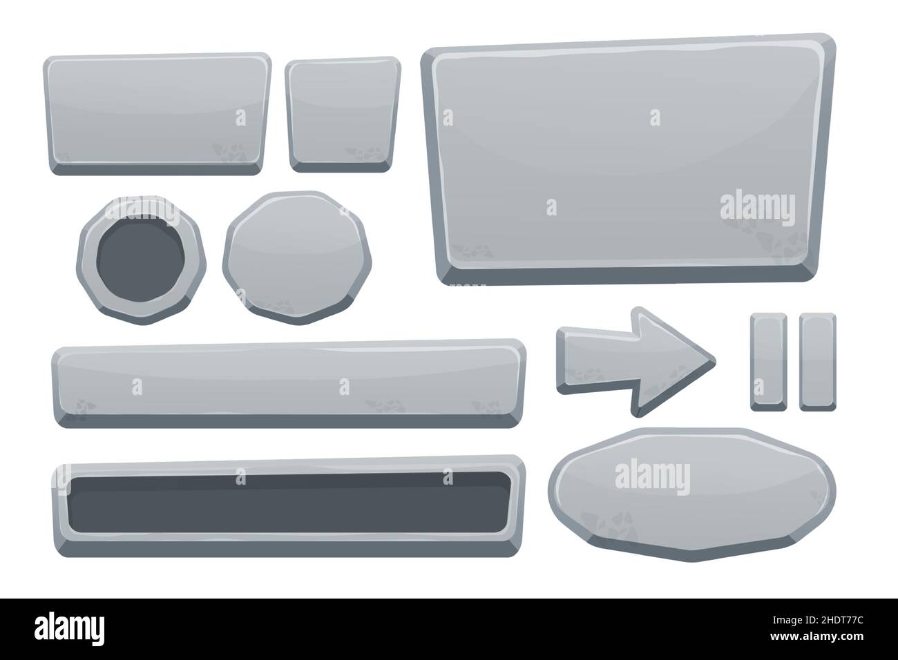 Stone buttons collection, set of rock assets in cartoon style isolated ...