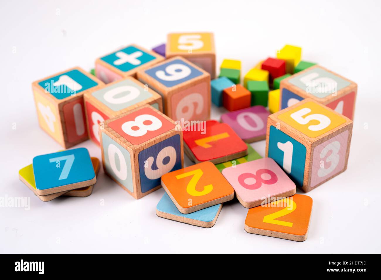 Math number colorful on white background, education study mathematics ...
