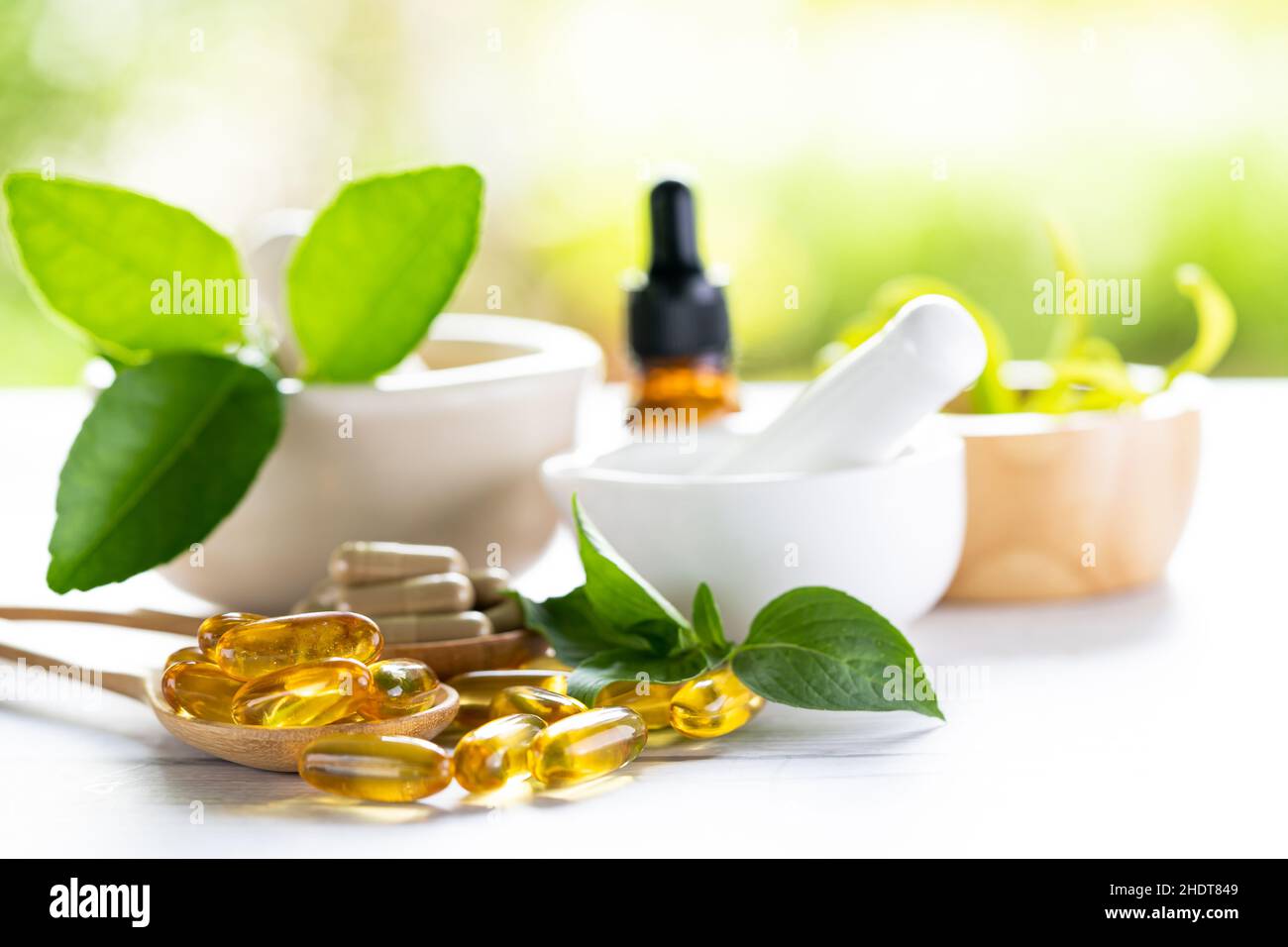 Alternative medicine nature herbal organic capsule, drug with herbs ...
