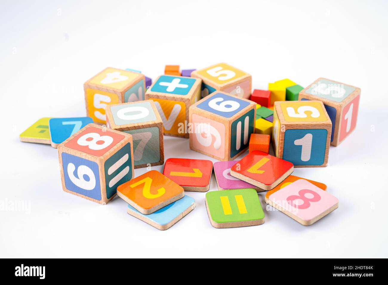 Math number colorful on white background, education study mathematics ...