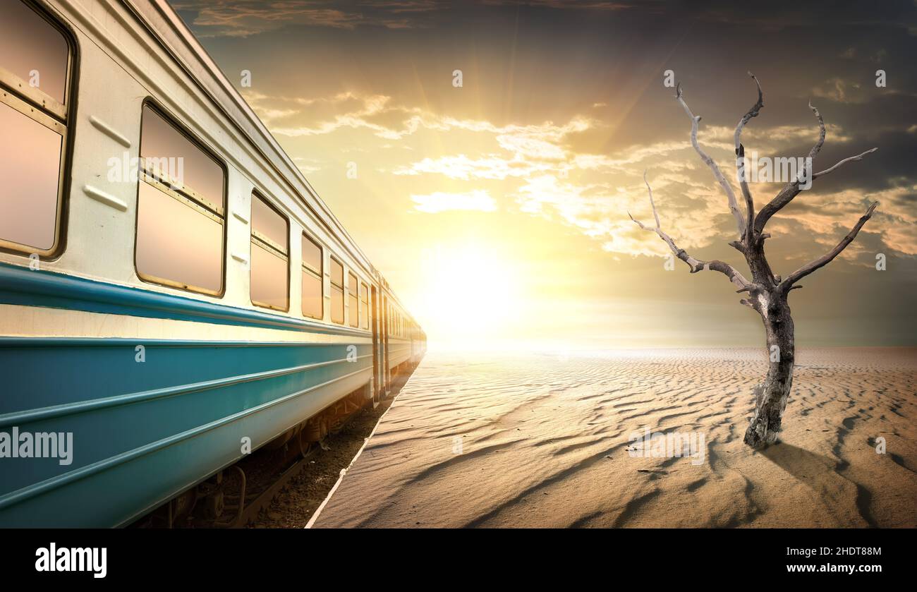 desert, train, end time, deserts, wüste, trains, nostalgias Stock Photo ...