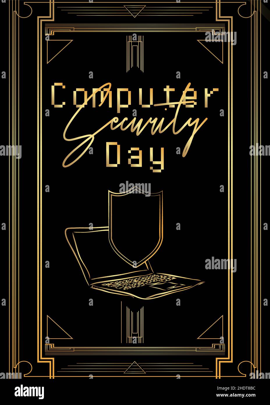 Computer Security Day. Decorative greeting card, Vector Illustration ...