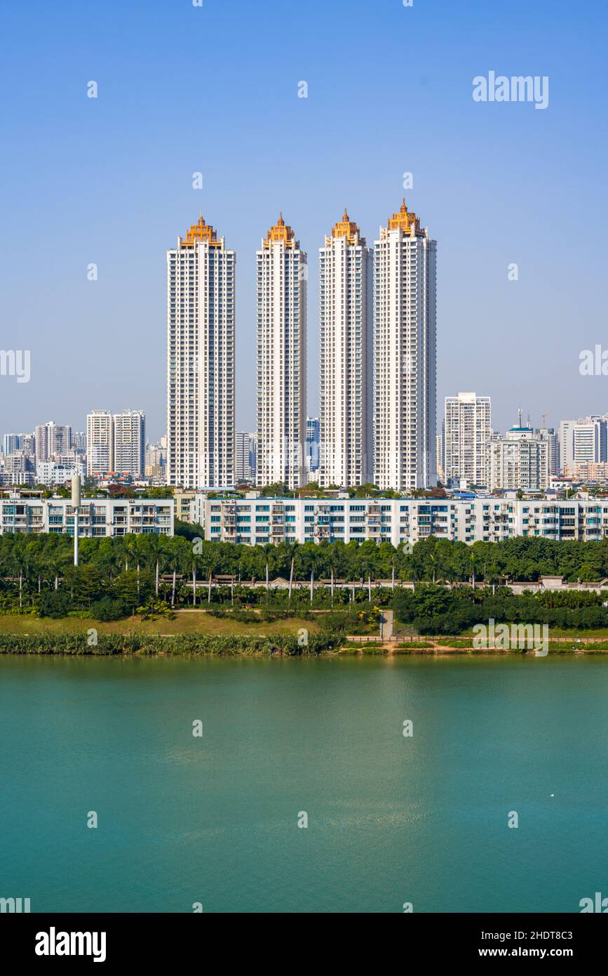 High-rise residential complex along the river in Nanning, Guangxi ...