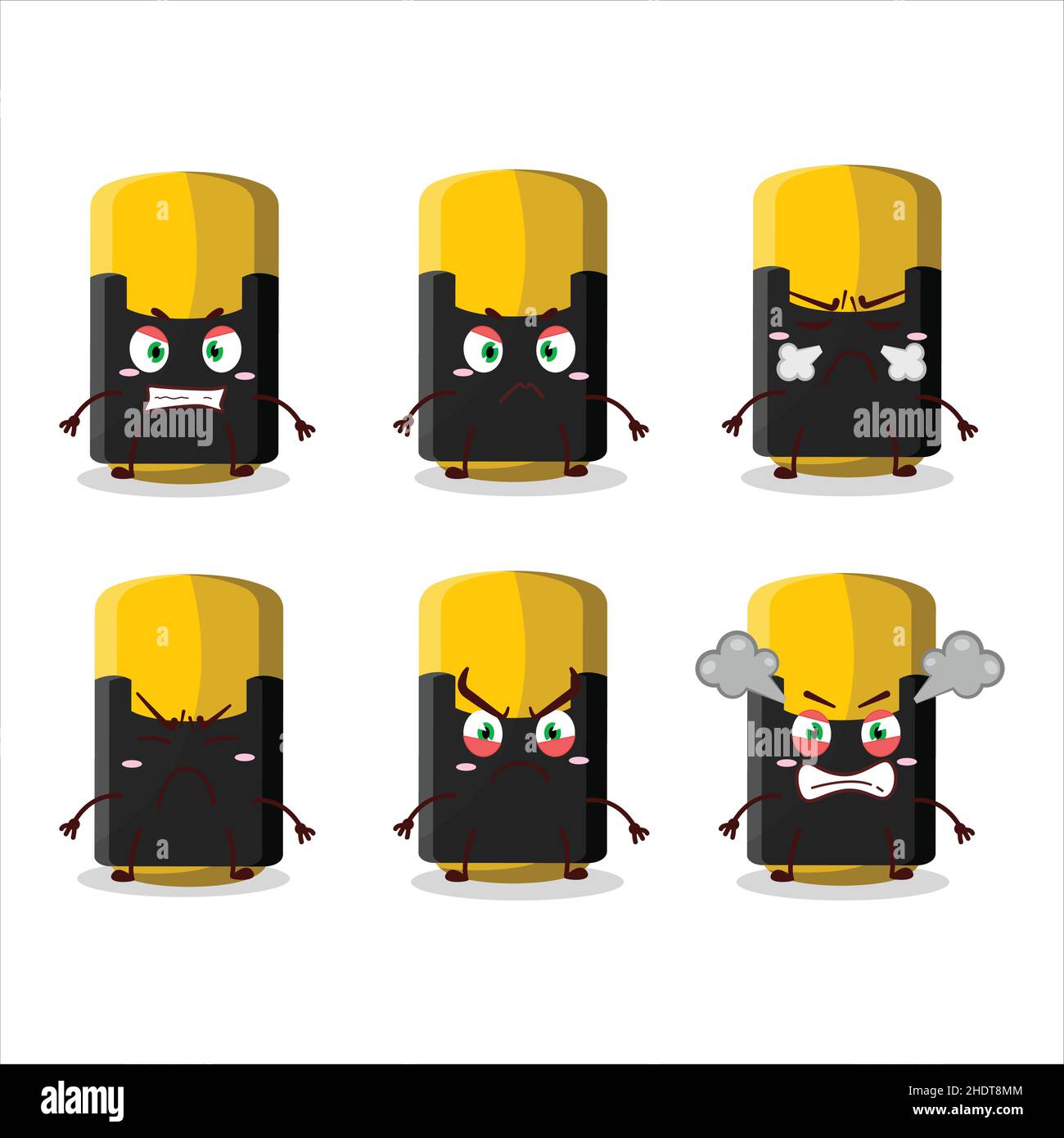 Yellow highlighter cartoon character with various angry expressions ...