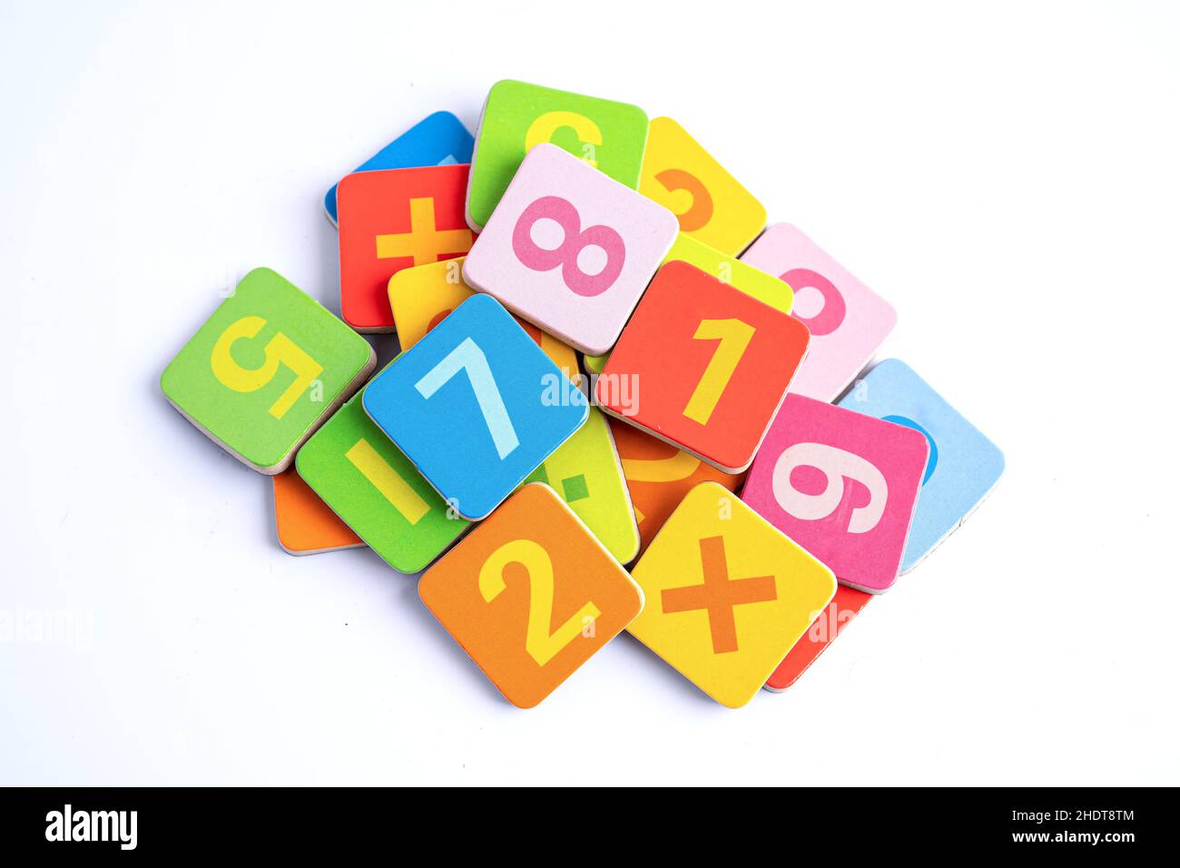 Math number colorful on white background, education study mathematics ...