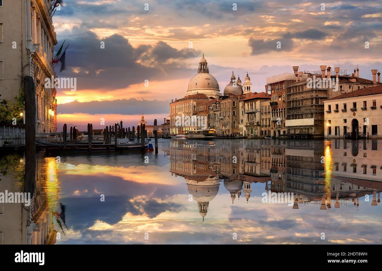 sunset, venice, grand canal, sunsets, venices, grand canals Stock Photo ...