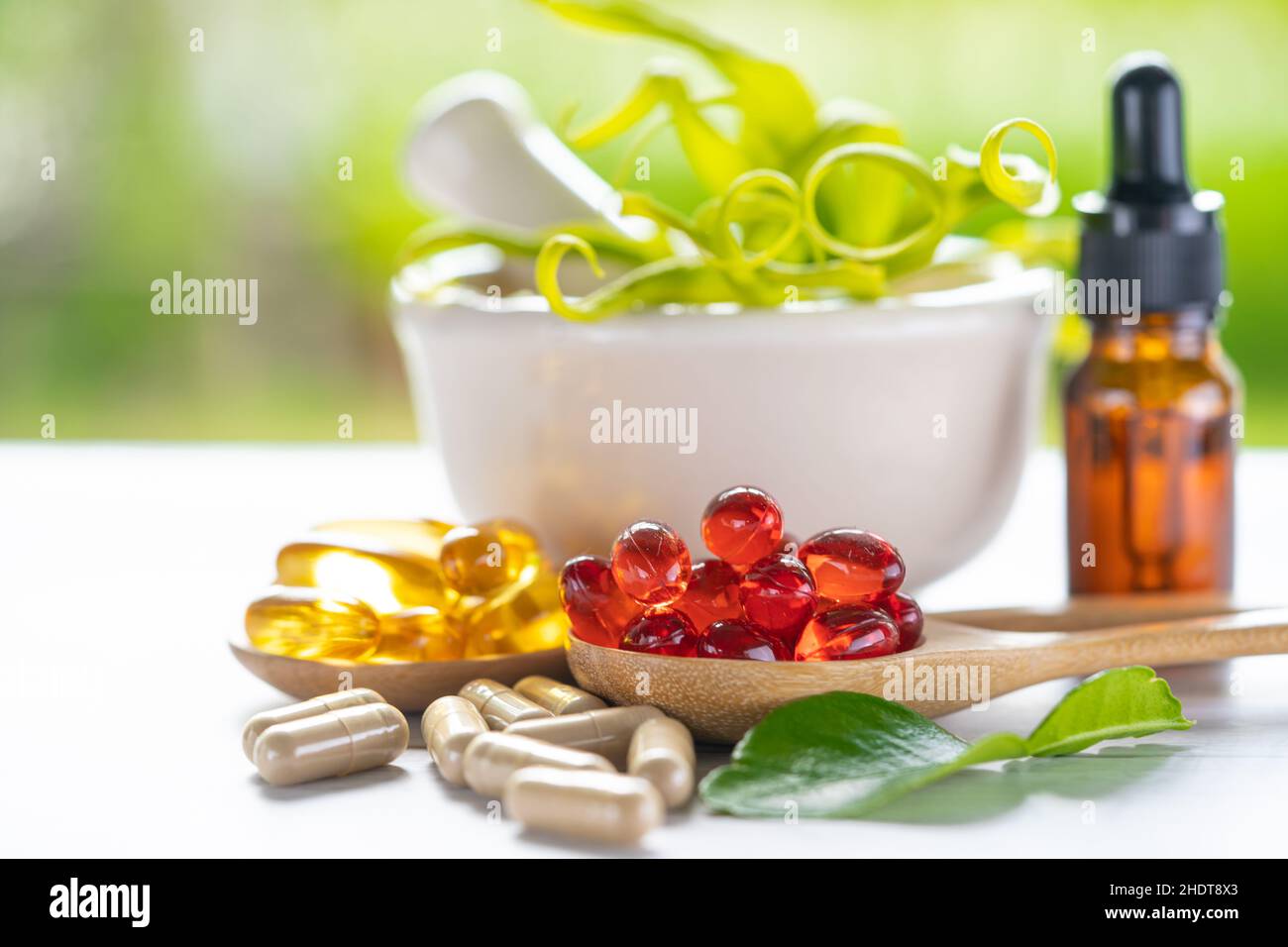 Alternative medicine nature herbal organic capsule, drug with herbs ...