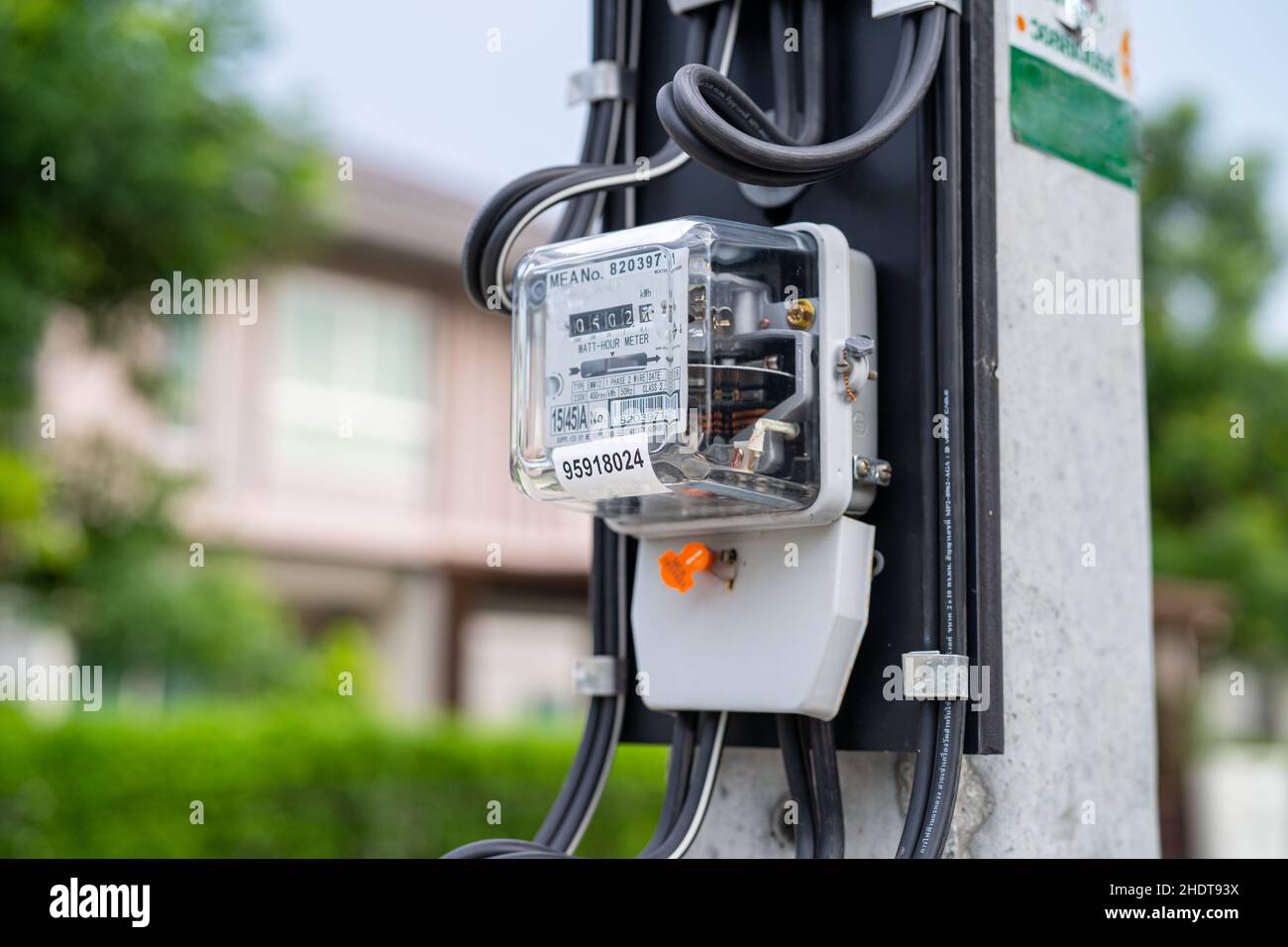 Electric measuring power meter for energy cost at home and office Stock ...