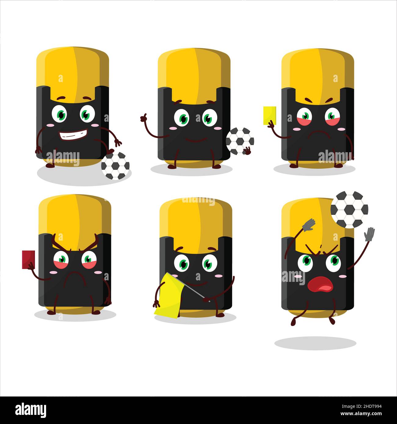 Yellow highlighter cartoon character working as a Football referee ...