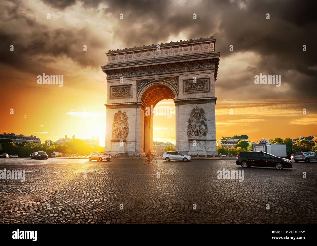 road traffic, arc de triomphe, champs elysees, roads, street, streets ...