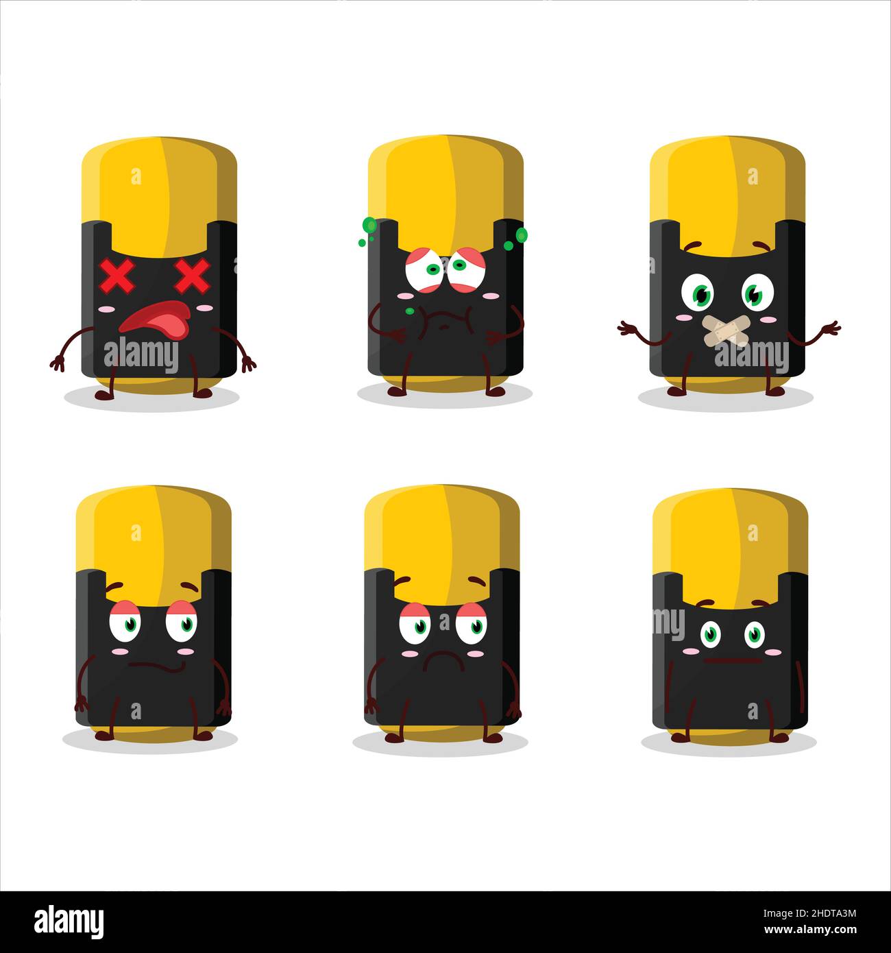 Yellow highlighter cartoon character with nope expression. Vector ...