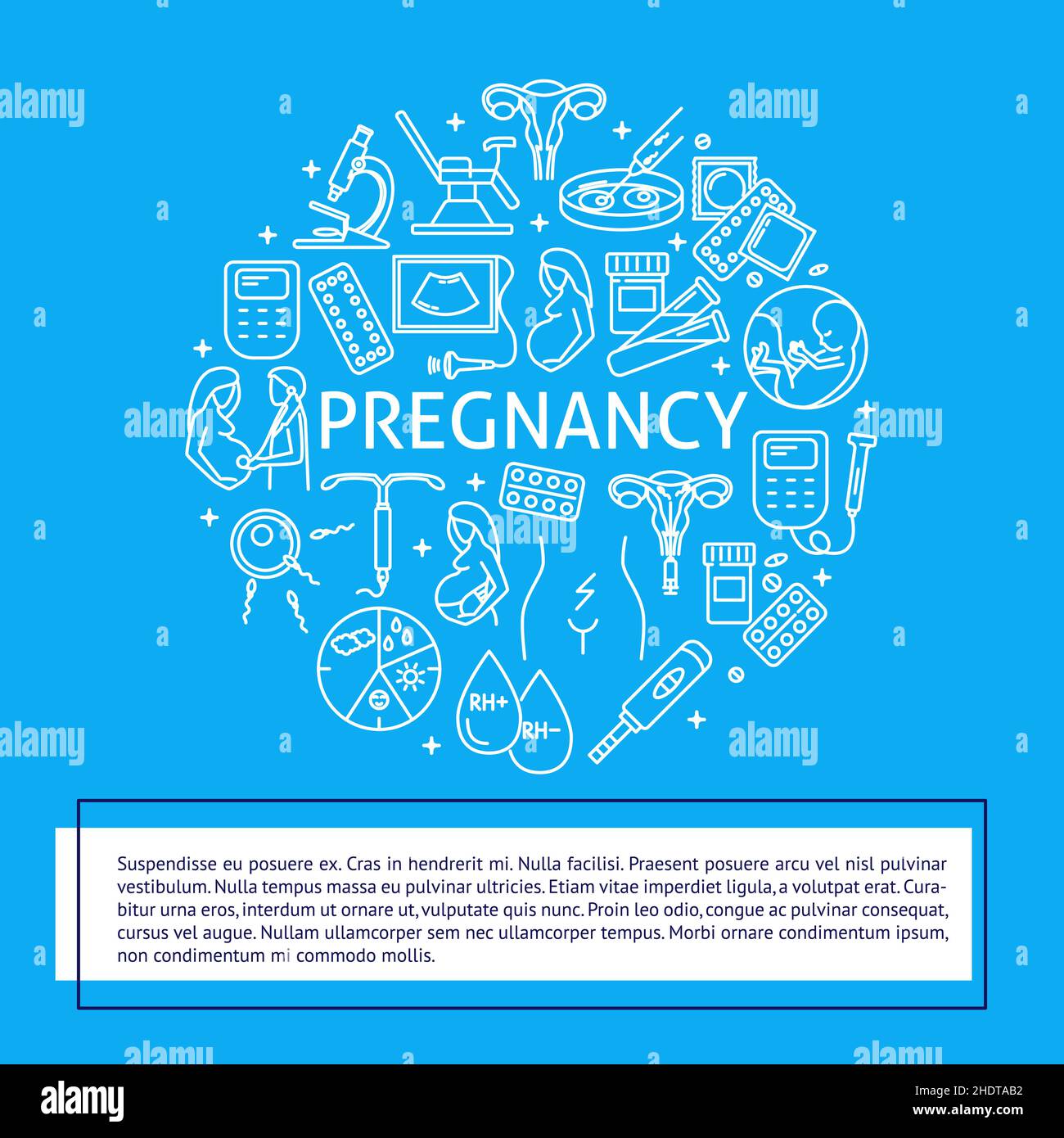 Pregnancy and obstetrics banner template with place for text. Female ...