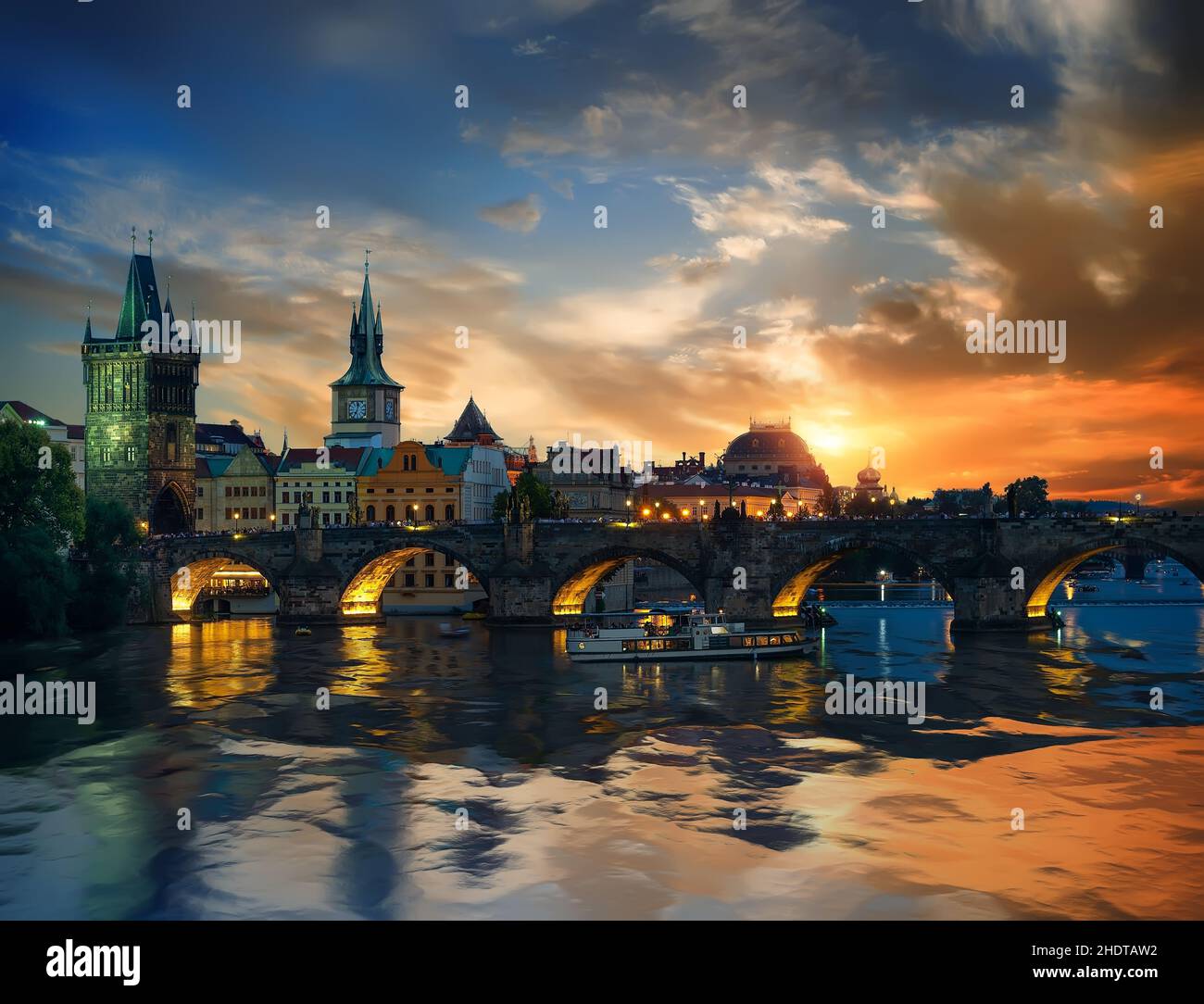 sunset, prague, charles bridge, sunsets, pragues, charles bridges Stock ...