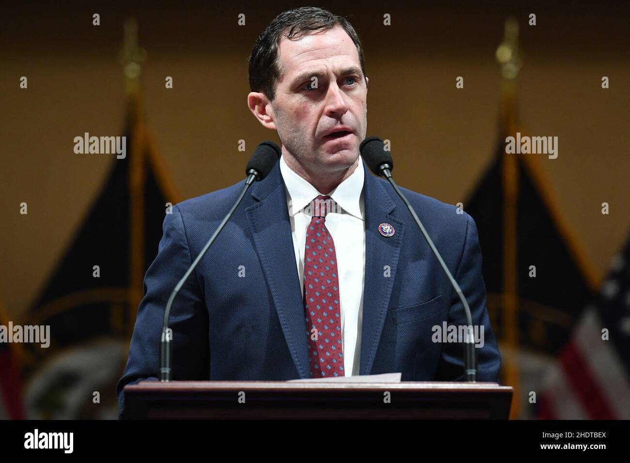 Rep. Jason Crow, D-CO, speak as members share the recollections on the ...