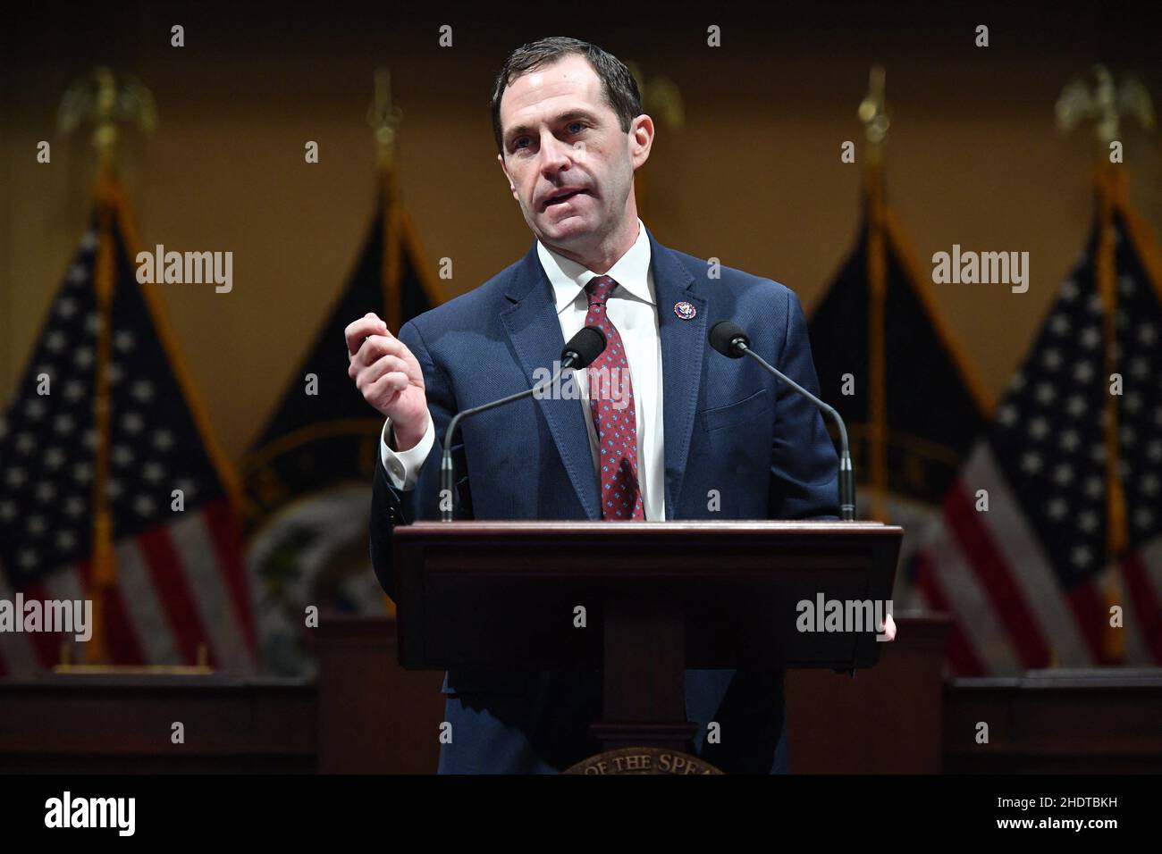 Rep. Jason Crow, D-CO, speaks as members share the recollections on the ...