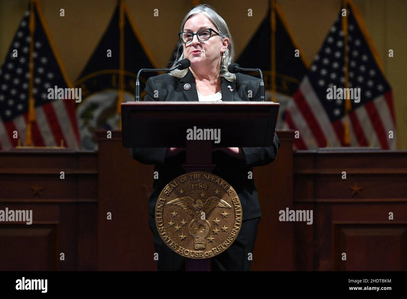 Rep. Susan Wild, D-PA, speaks as members share the recollections on the ...