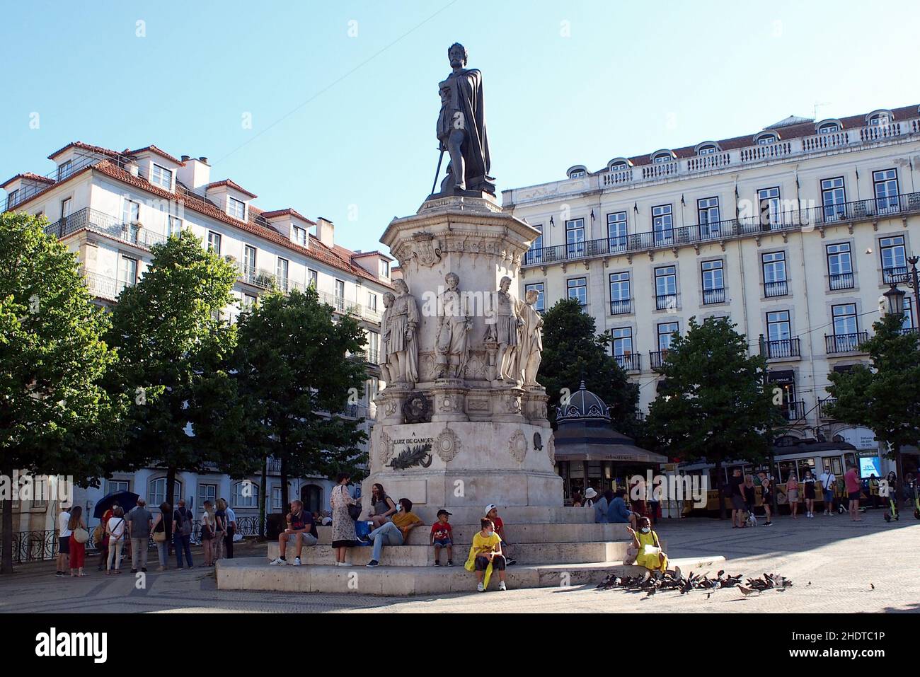 Camoes Monument, unveiled in 1867, located in Luis de Camoes Square in ...