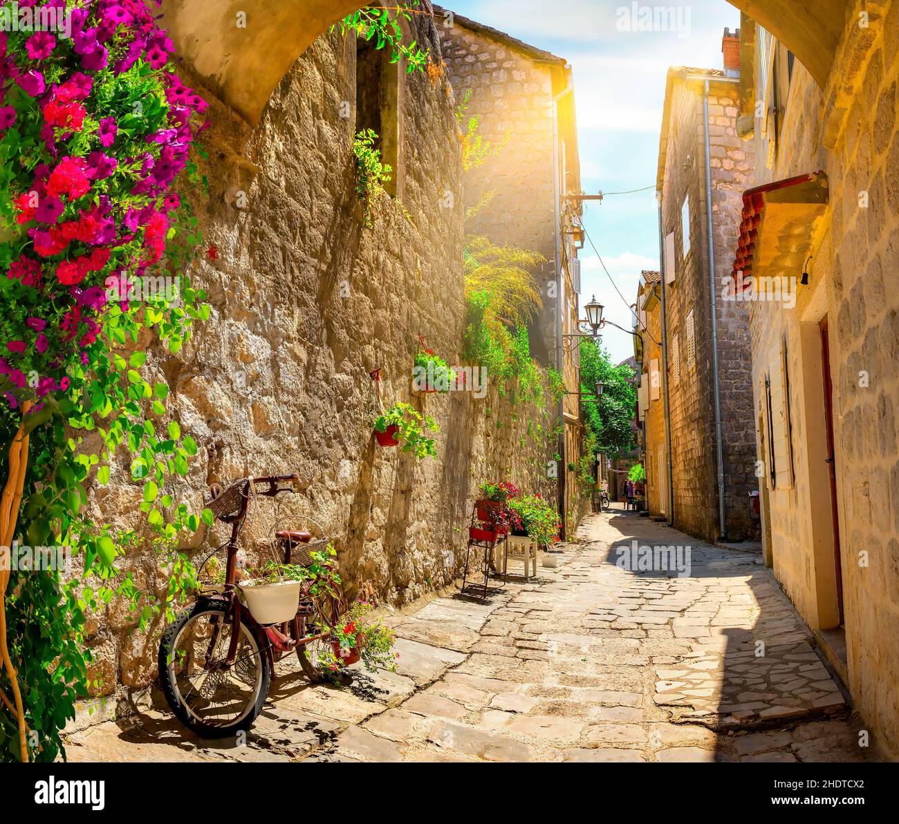 old town, alley, perast, old towns, alleys Stock Photo - Alamy