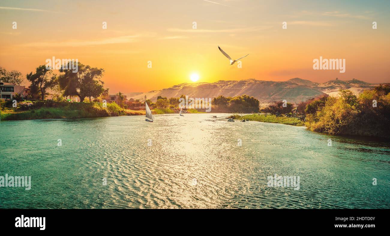 sunset, nile river, nile, sunsets, nile rivers, niles Stock Photo - Alamy